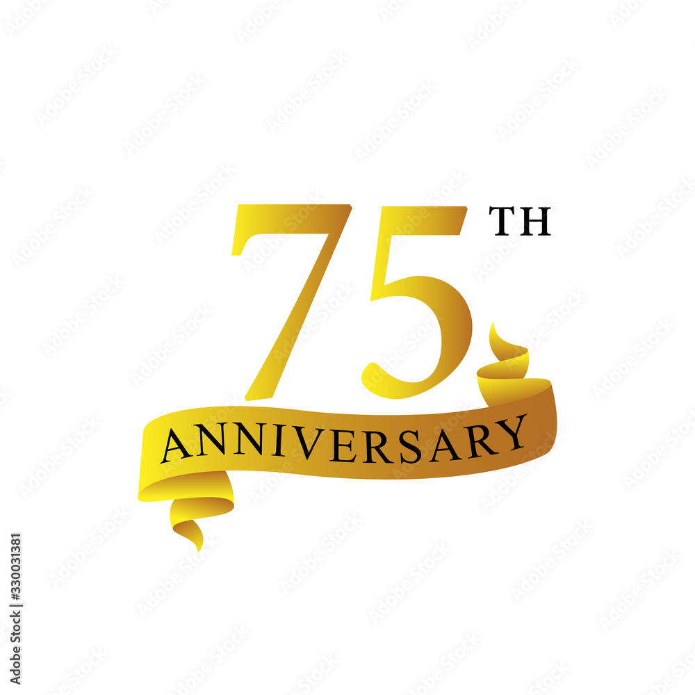Ribbon anniversary 75th years logo Stock Vector | Adobe Stock