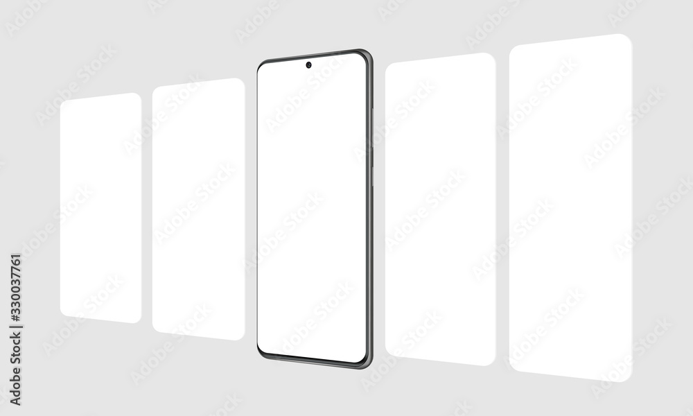 Modern smartphone with blank app screens mockup. Web design concept for ...