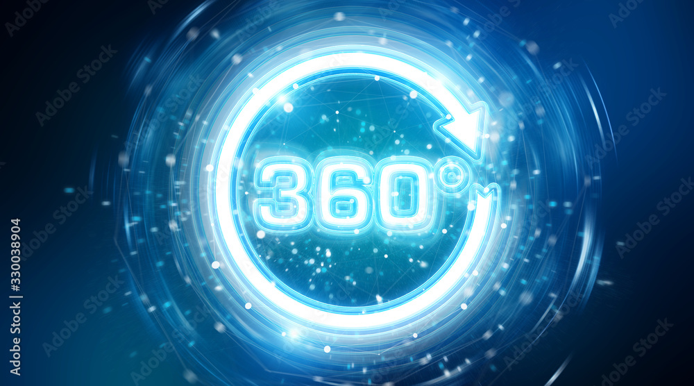 360 degree virtual reality neon interface 3D rendering Stock ...