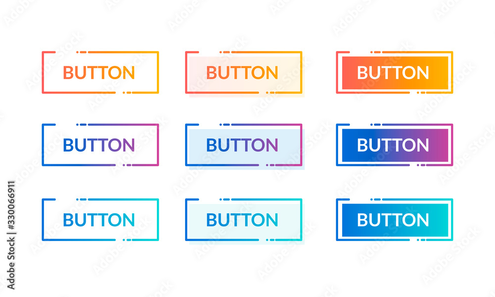 Vector Illustration Colorful Set Of Web Button With Hover Effect And ...