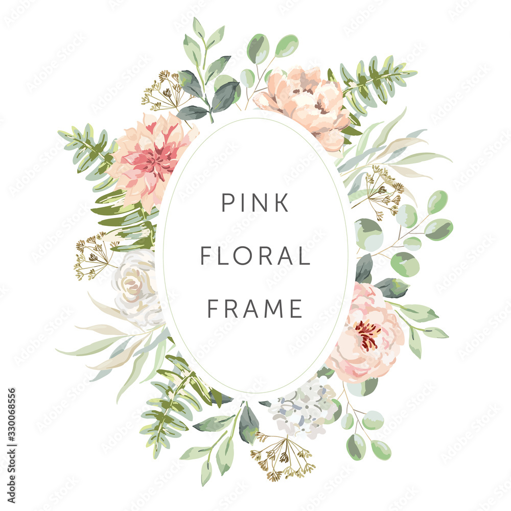 Pink Oval Frame Vector