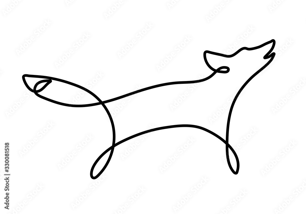 one line drawing art wolf logo style. mono line wolf logo. simple and ...