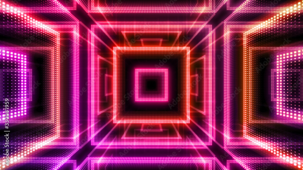 Disco club space illumination neon light room floor wall 3D ...