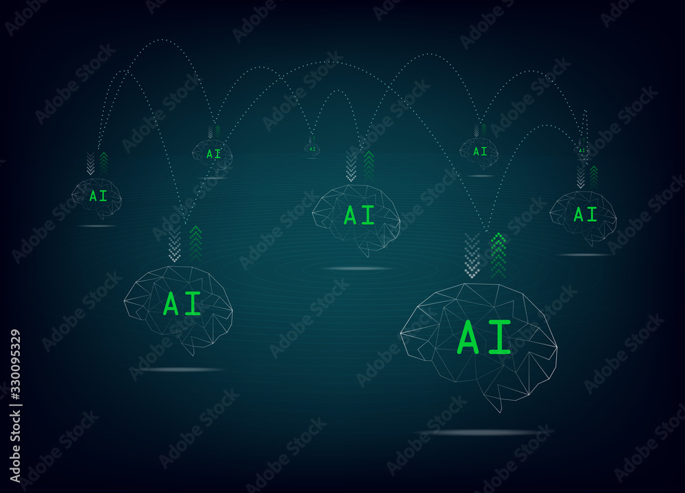 AI brain with connection and transfer data mutually. Stock Vector ...