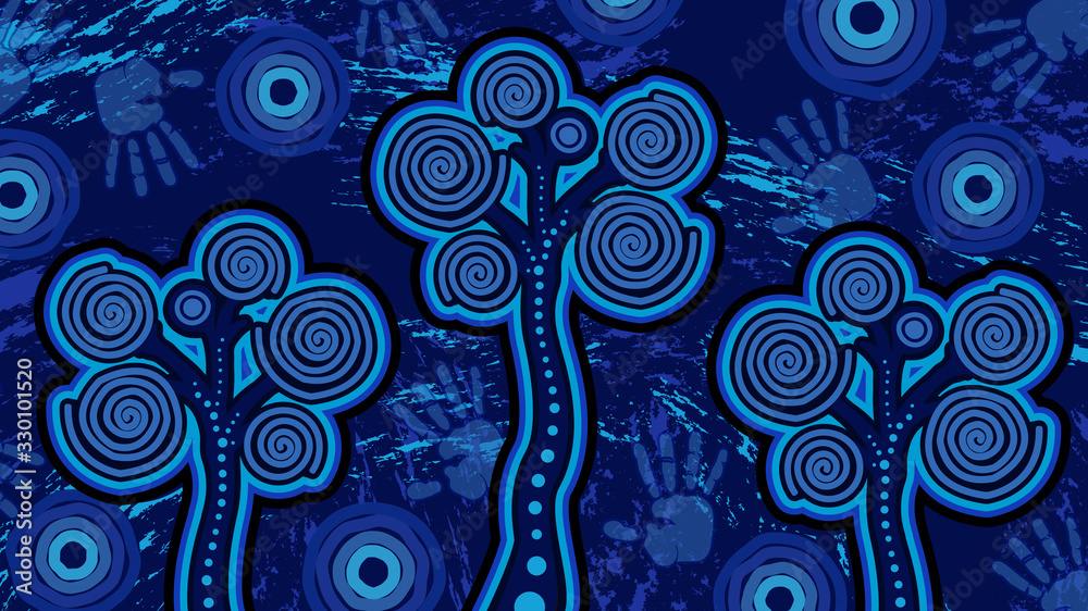 Aboriginal tree, Aboriginal art vector painting depicting nature Stock ...