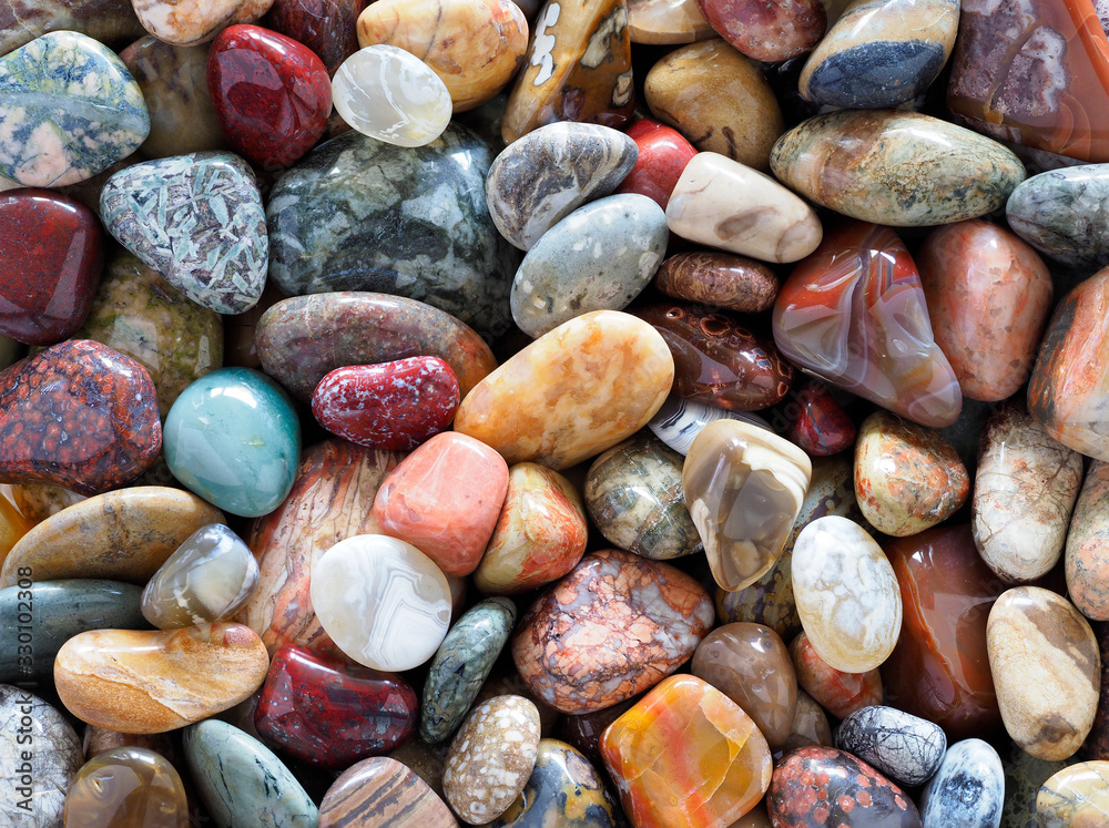 Focus Stacked Image of Tumbled or Polished Rocks to Include Agates ...