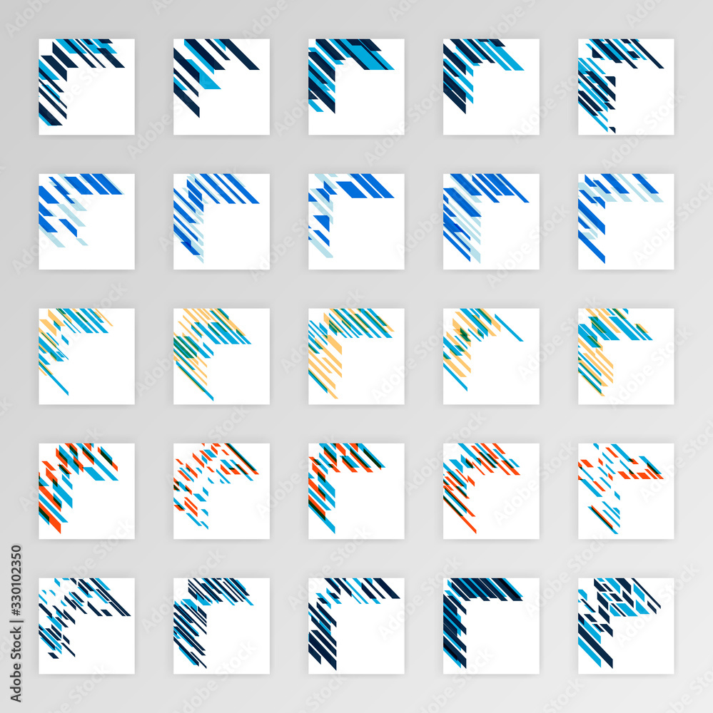 Corner Decor Pack For Business Cards With Modern Tech Style. Modern ...