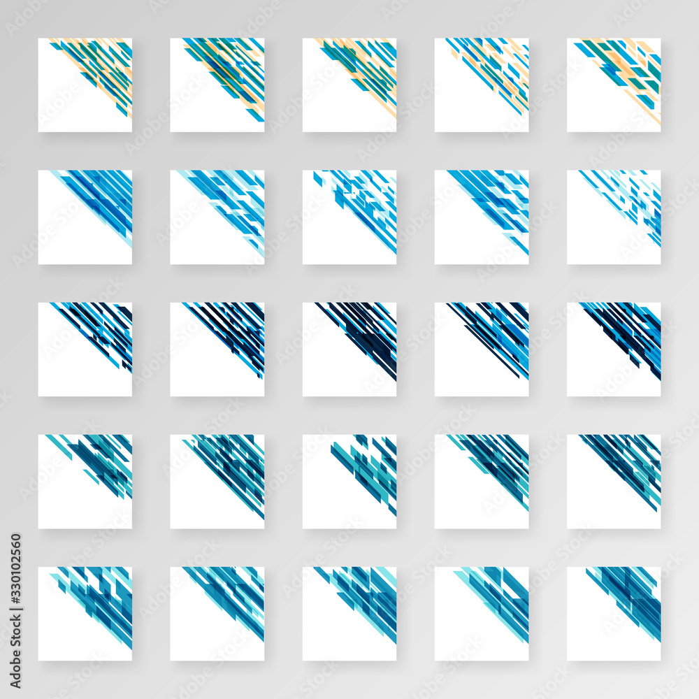 Corner Decor Pack For Business Cards With Modern Tech Style. Modern ...