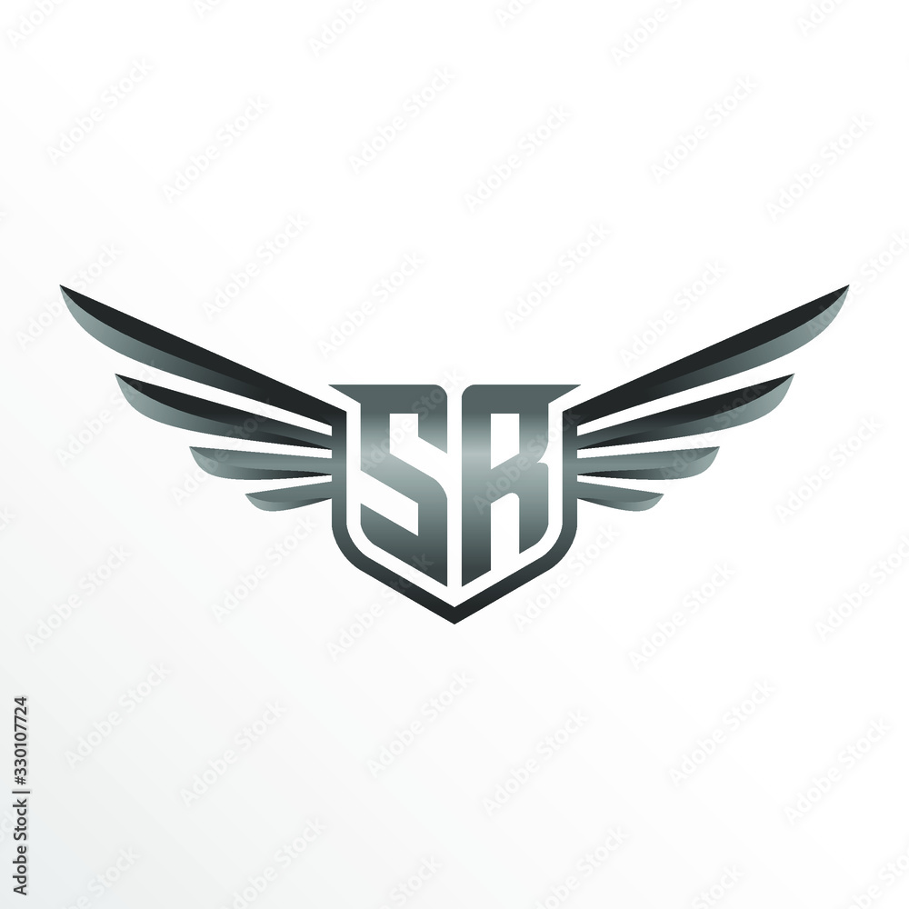 Initial Letter SR with Wings Stock Vector | Adobe Stock