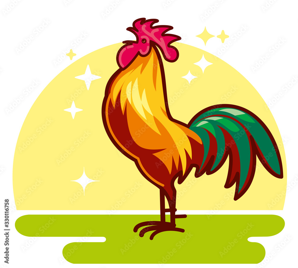 Good morning, early morning salute from rooster Stock Vector | Adobe Stock
