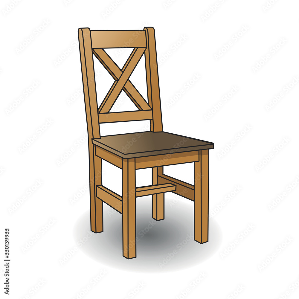 Wooden chair. Vector cartoon illustration isolated on white background ...