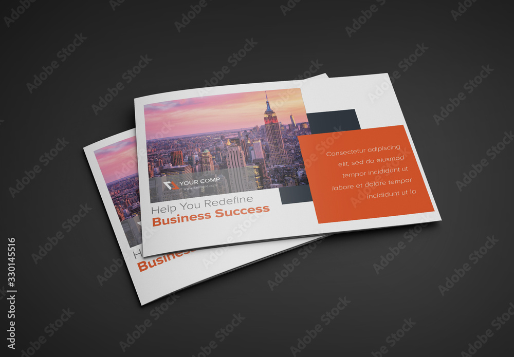 Landscape Brochure Layout with Orange and Grey Accents Stock Template ...