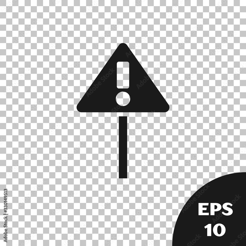 Black Exclamation mark in triangle icon isolated on transparent ...