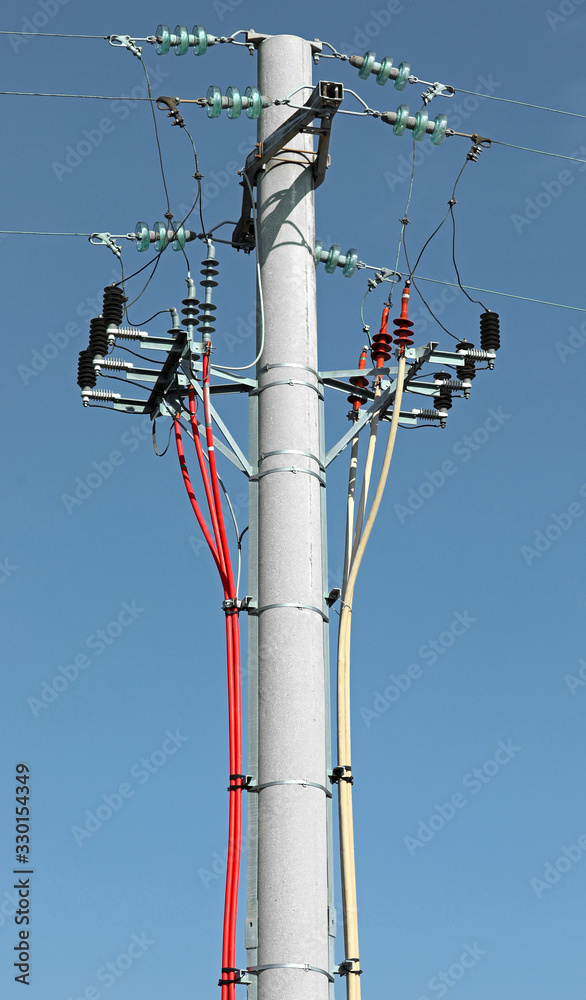 pole with electrical disconnector for work on electrical cables Stock ...