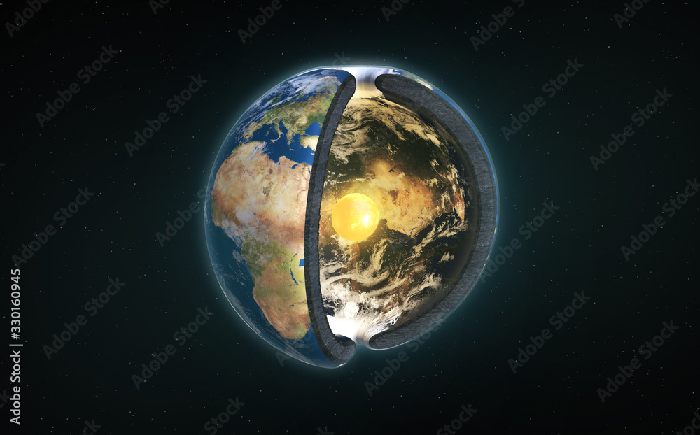 3D Illustration Rendering. Hollow Earth legendary kingdom Agartha ...