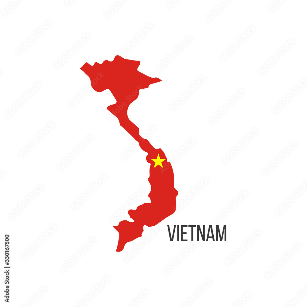Vietnam flag map. The flag of the country in the form of borders. Stock ...