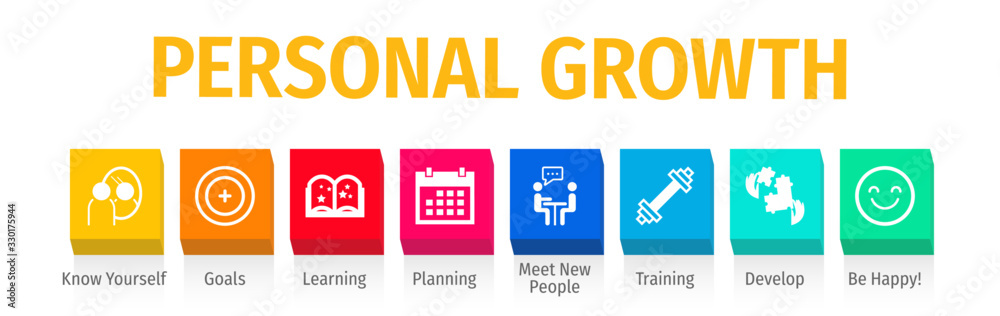 Personal Growth and Development Flat Vector Icons. Personal Growth and ...