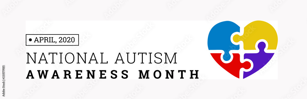 National Autism Awareness Month. illustration with jigsaw puzzle heart ...