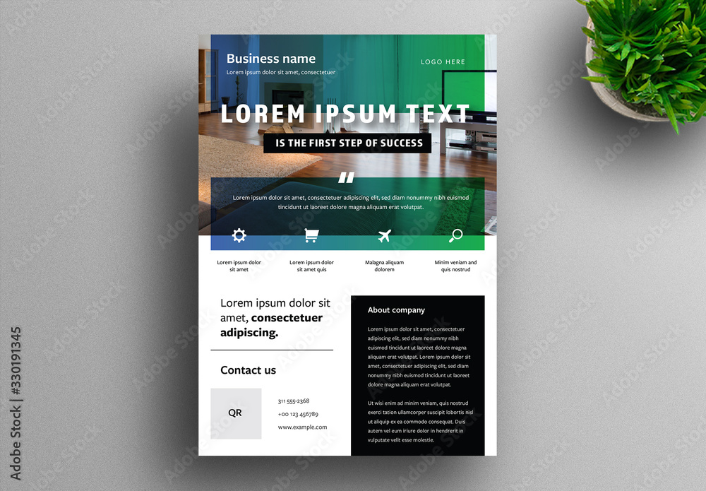 Business Flyer Layout with Colorful Gradient Overlay Stock Template ...