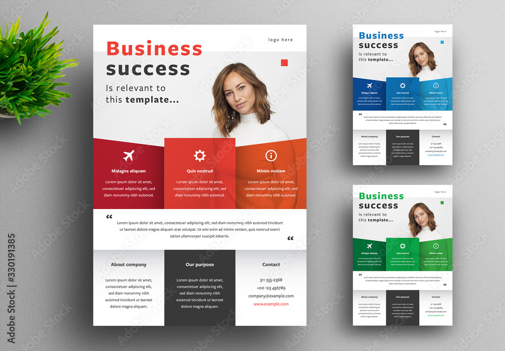 Business Flyer Layout with Colorblock Elements Stock Template | Adobe Stock