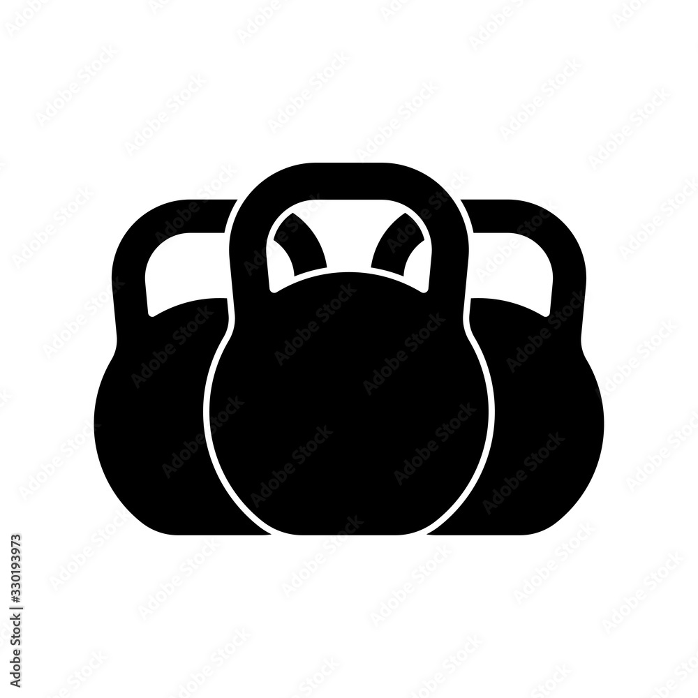 Kettlebell icon. Black silhouette. Vertical front view. Vector graphic ...