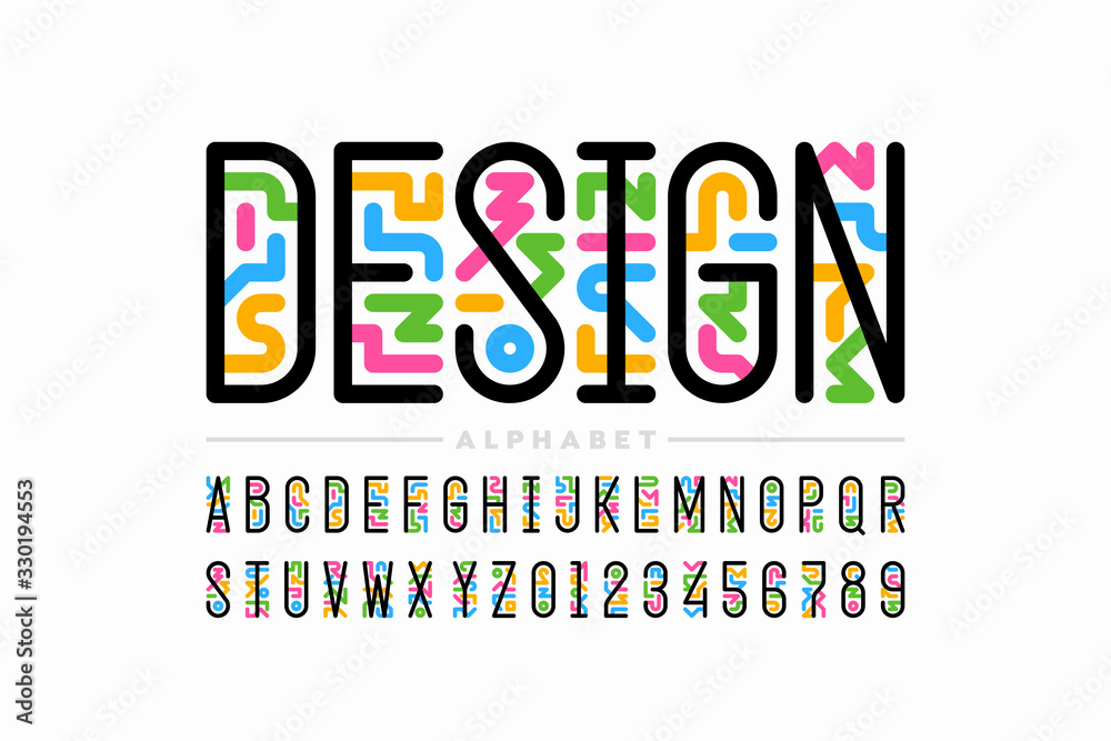 Art style linear font design Stock Vector | Adobe Stock