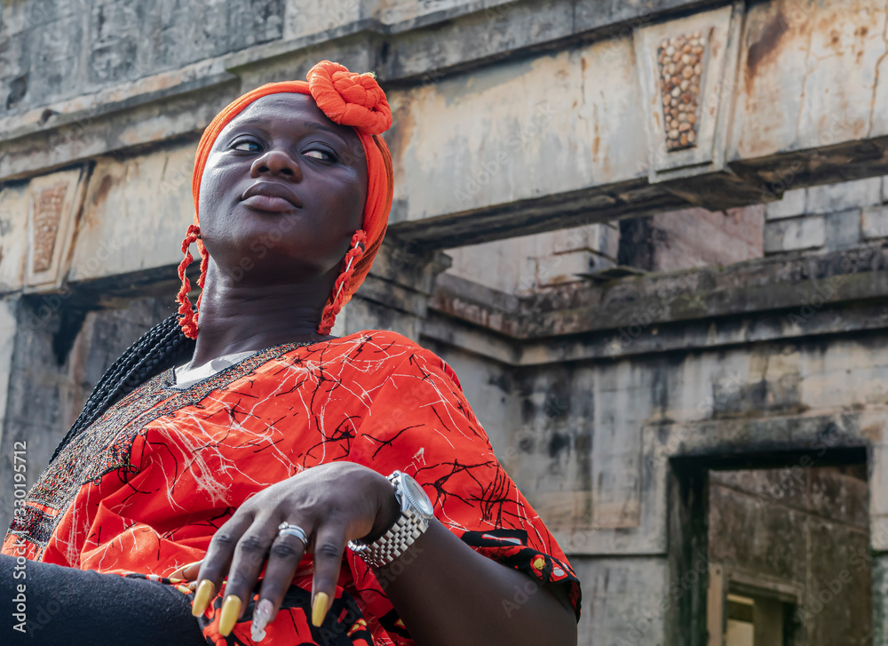 African woman posing in colonial era in Sekondi-Takoradi Ghana West ...