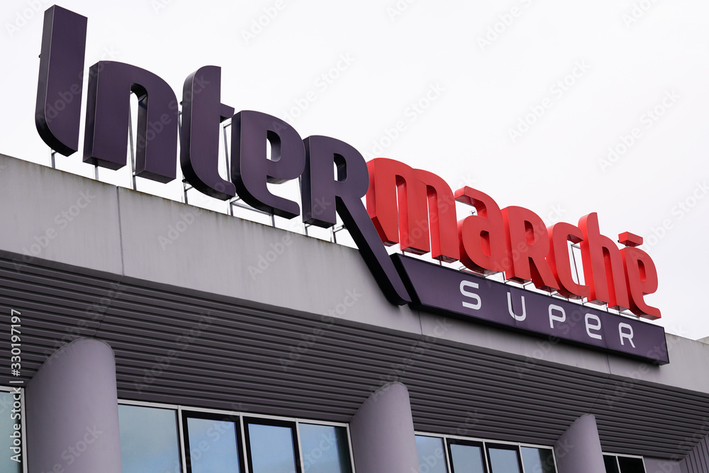 Intermarche super brand sign shop french European supermarket chain ...
