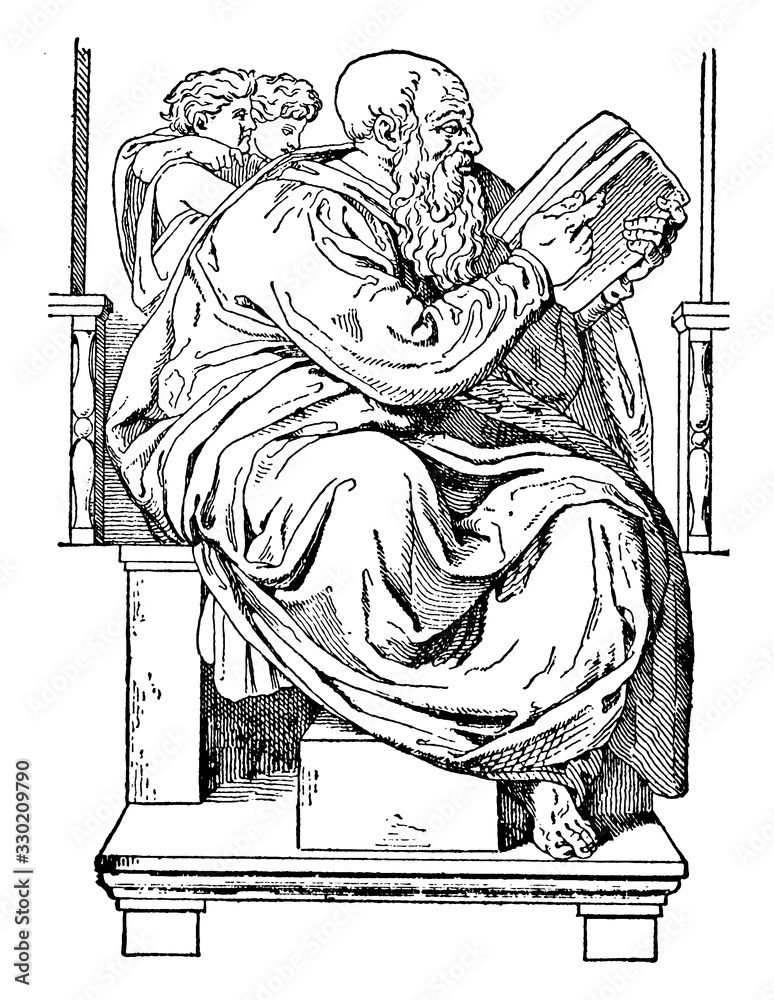 Michelangelo, greatest artists of all time, vintage engraving. Stock ...