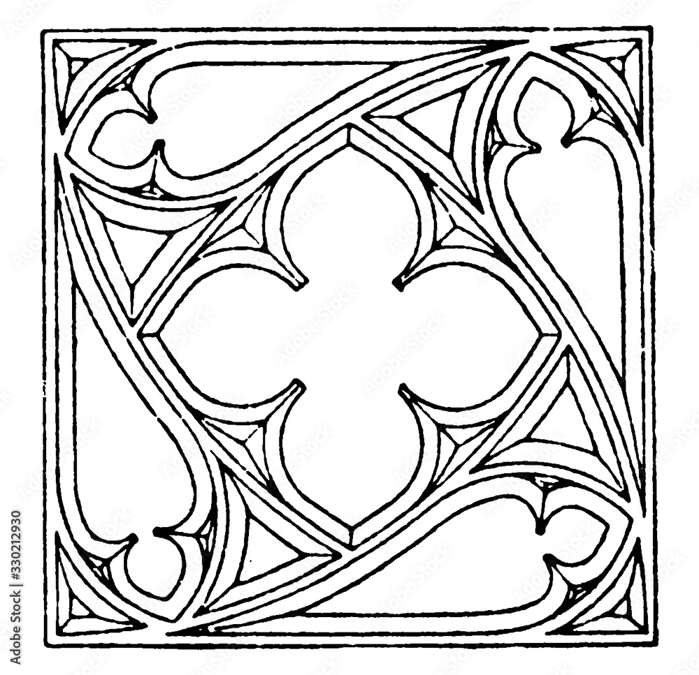 Gothic tracery, Gothic architecture, vintage engraving. Stock Vector ...