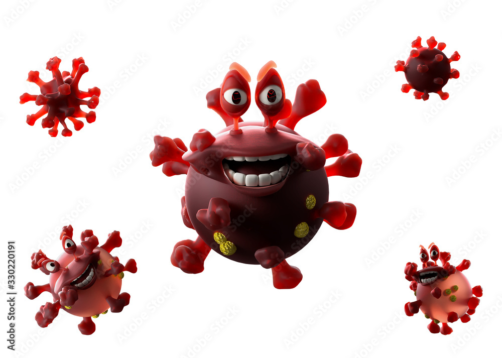 cartoon virus Covid 19 coronavirus quarantine concept 3d render Stock ...
