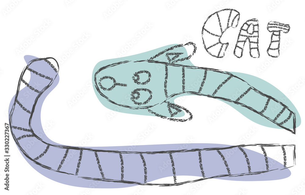 Vetor de Cute worms-snakes in the form of seals, cats, unicorns ...