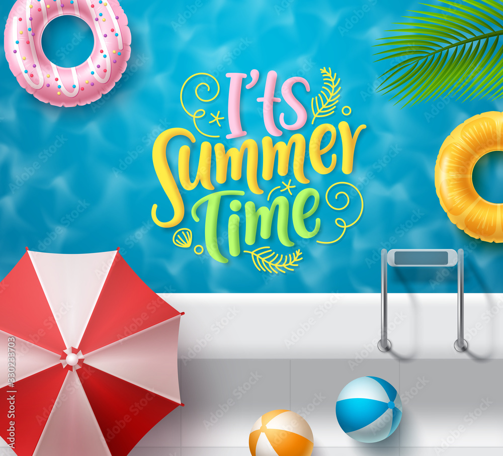 It's summer time vector banner design. Summer time text in swimming ...