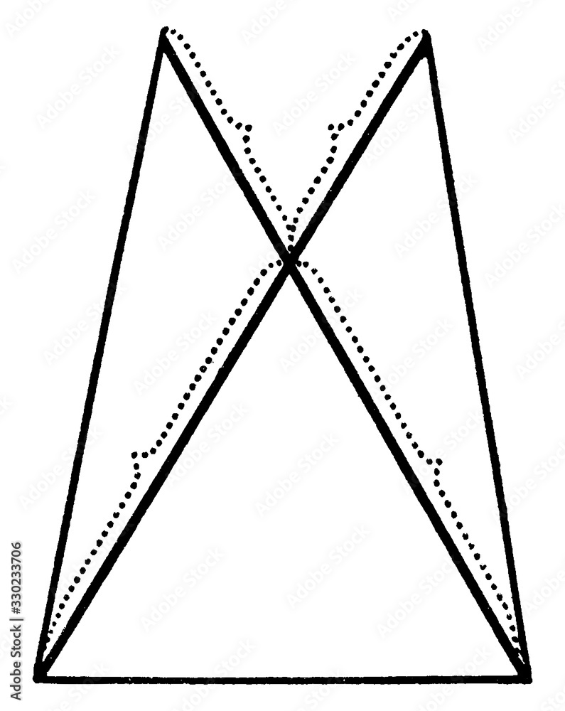 Equal Segments In An Isosceles Triangle, vintage illustration Stock ...
