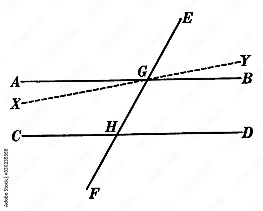 Parallel Lines Cut By A Transversal Theorem, vintage illustration ...