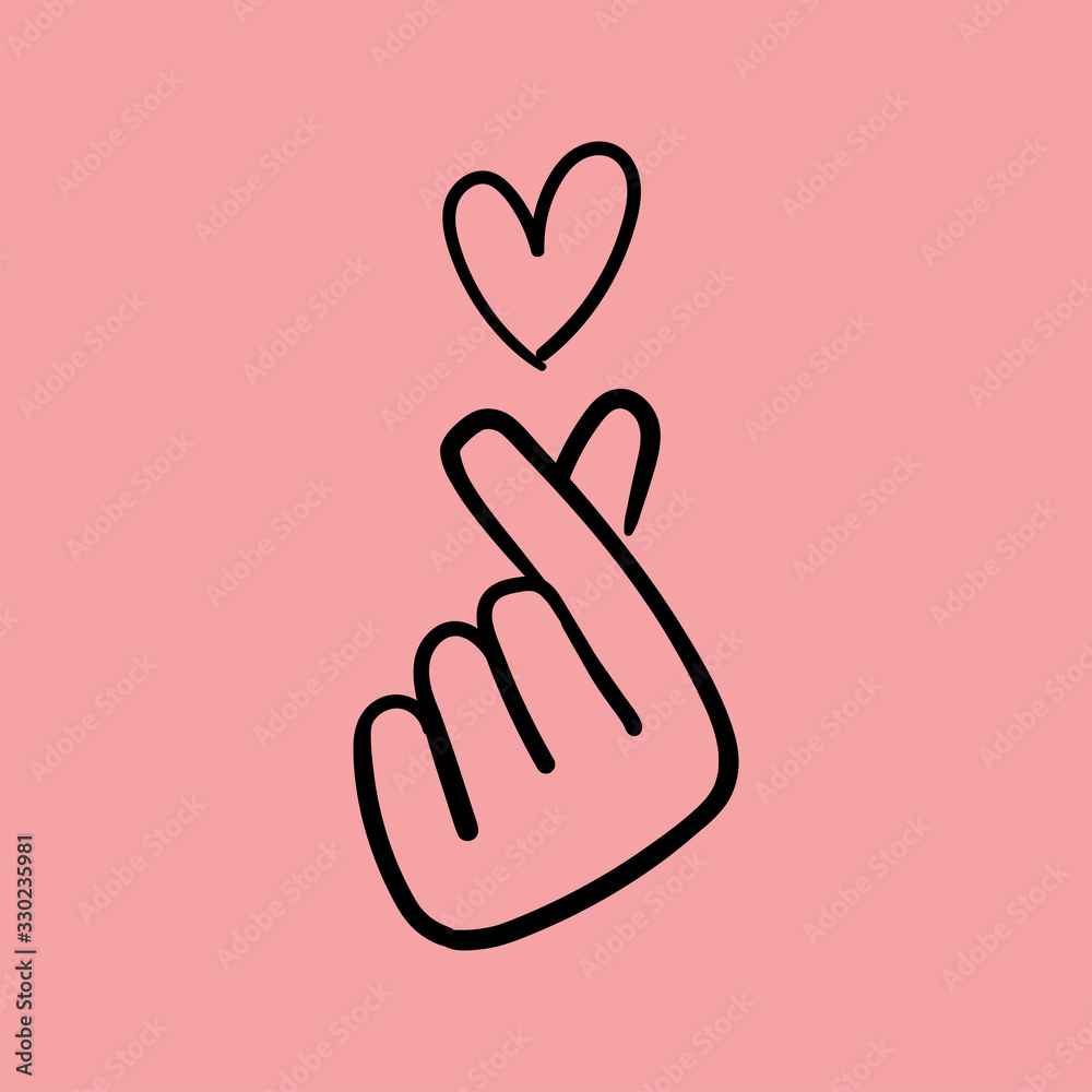 Love finger gesture, korean symbol of love. Asian heart. Illustration ...