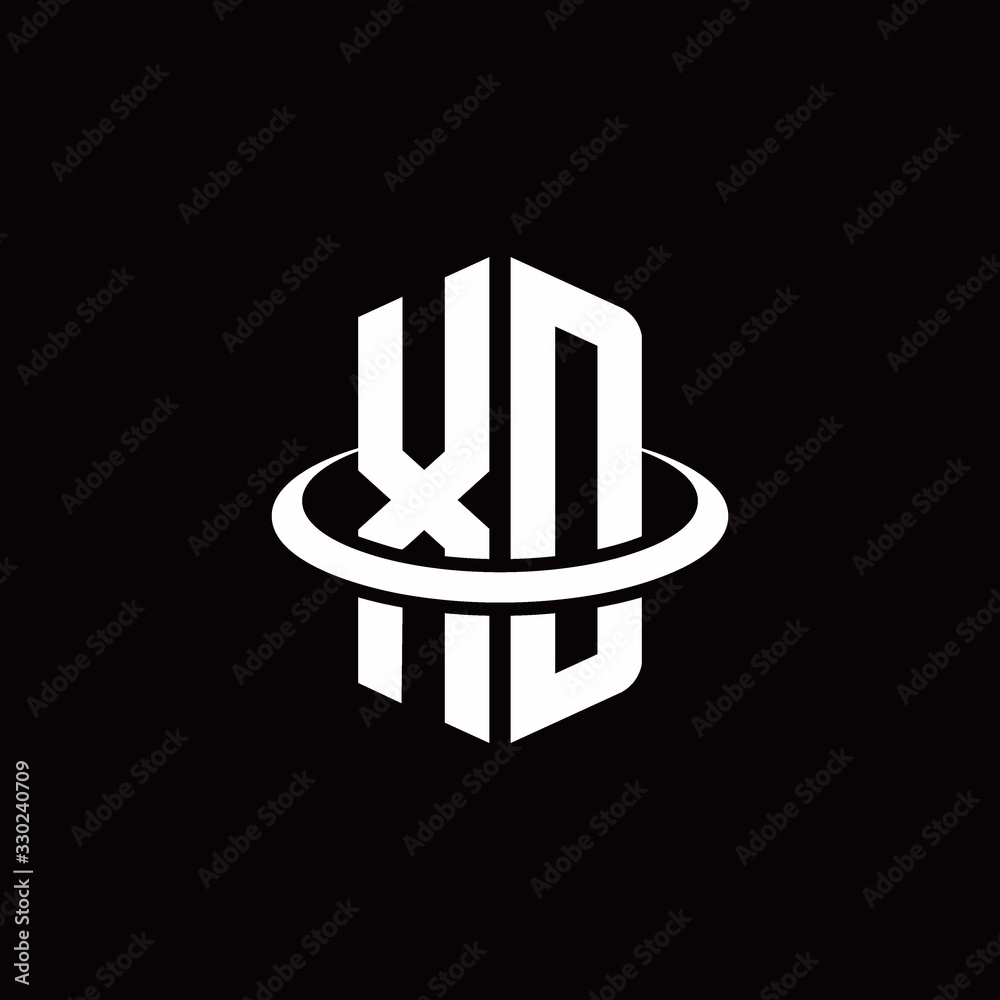 XD monogram logo in a hexagon style and surrounded by a ring Stock ...