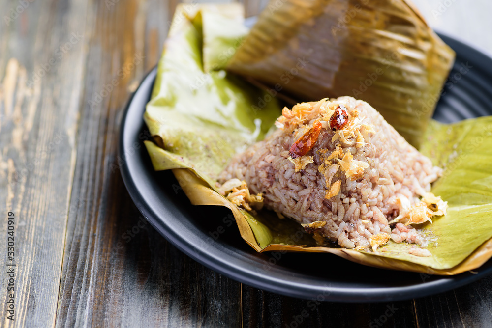 Northern Thai food (Khao Kan Chin), steamed pudding with rice, rice ...