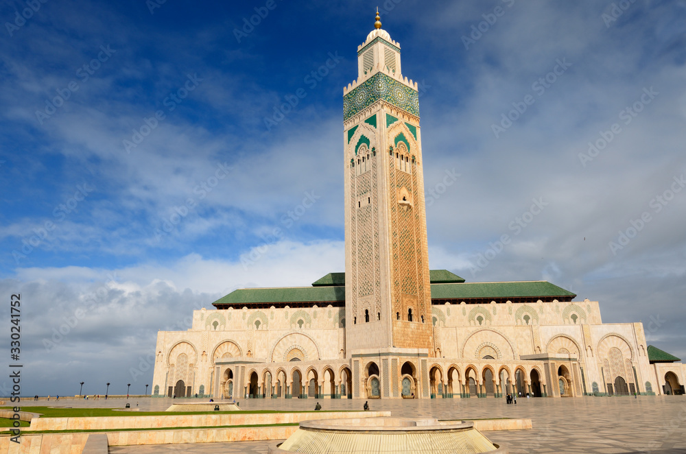 Huge Hassan II Mosque with worlds tallest minaret in Casablanca Morocco ...