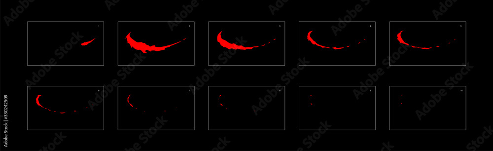 Shine fire animation effect. shiny trail effect sprite sheet. frame by ...