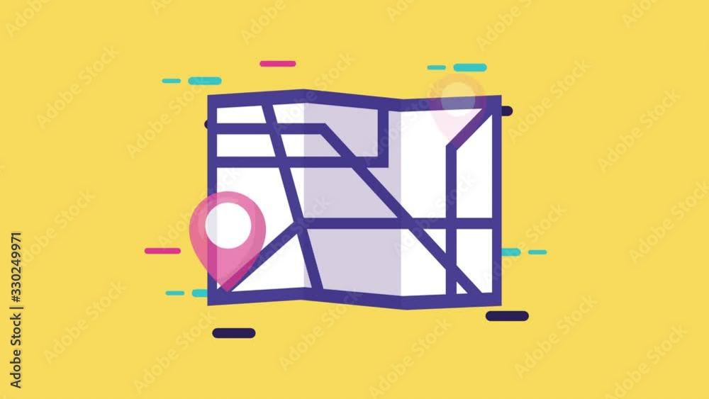 paper map with pin location Stock Video | Adobe Stock