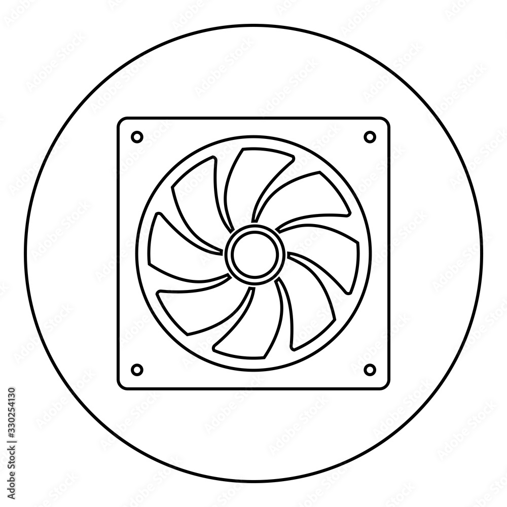 Fan for computer processor Cooler CPU cooling system Ventilator icon in ...