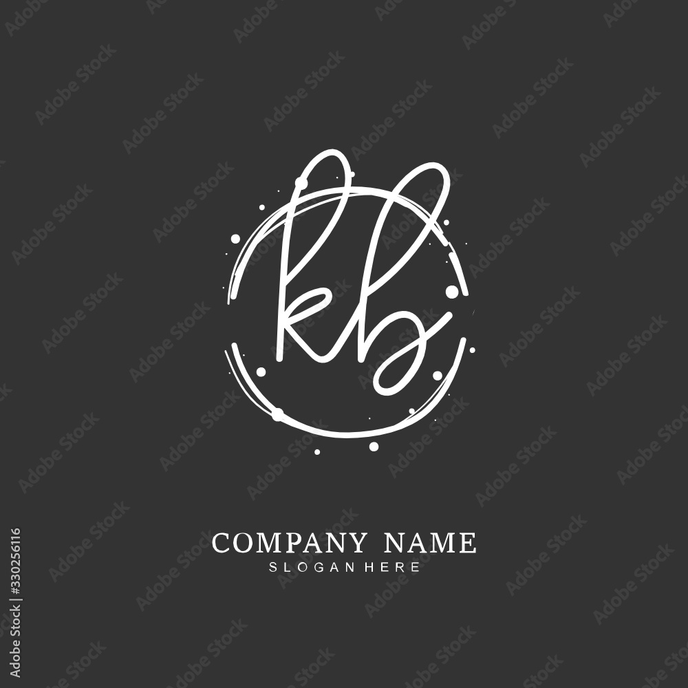 Handwritten initial letter K B KB for identity and logo. Vector logo ...