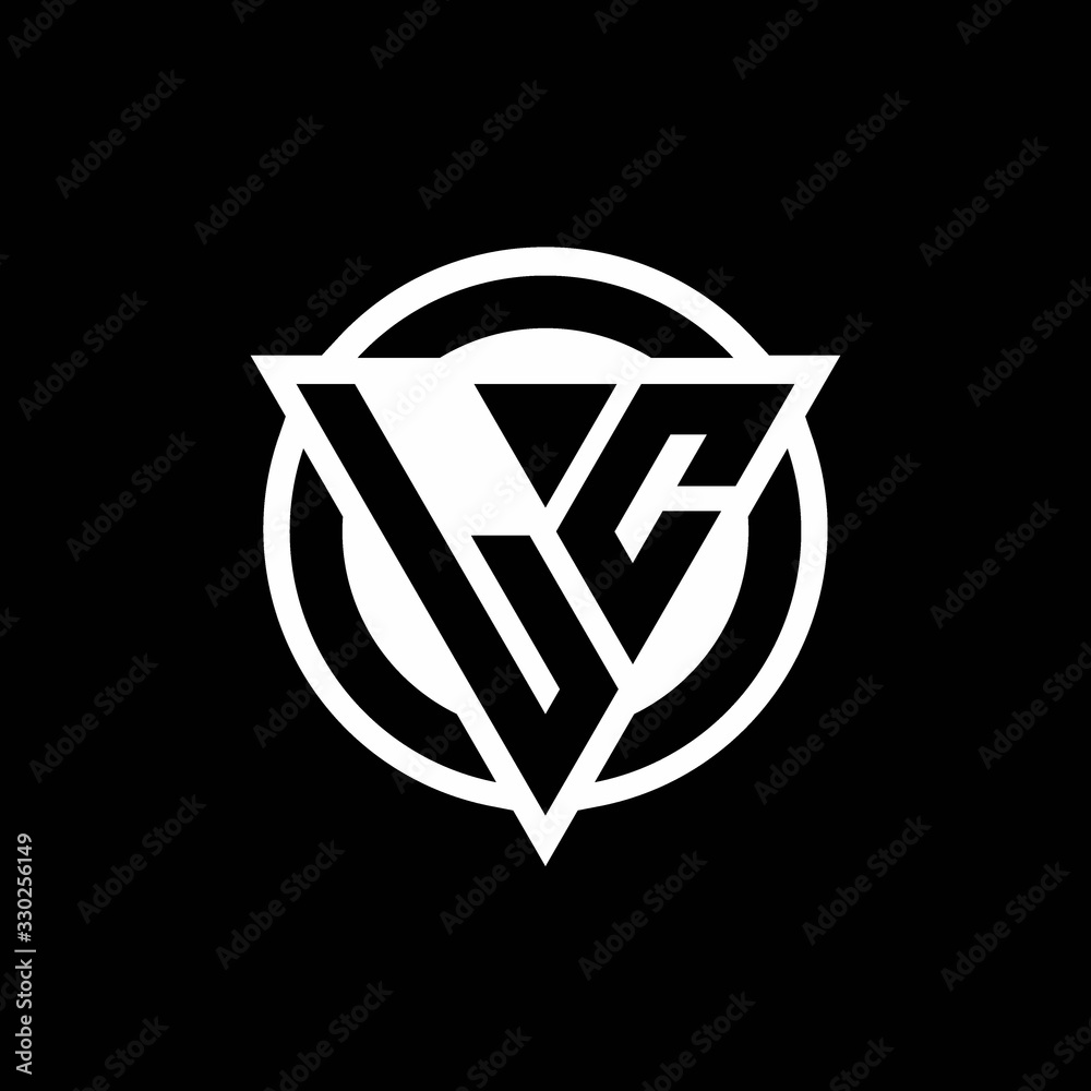 LC logo with negative space triangle shape and circle rounded Stock ...