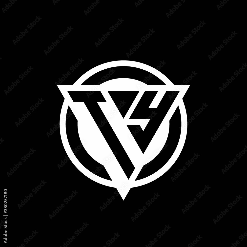 TY logo with negative space triangle shape and circle rounded Stock ...