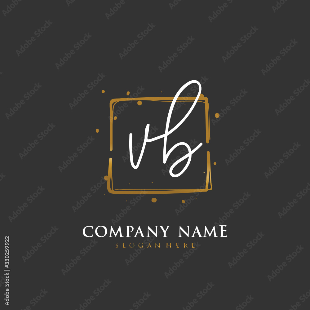 Handwritten initial letter V B VB for identity and logo. Vector logo ...