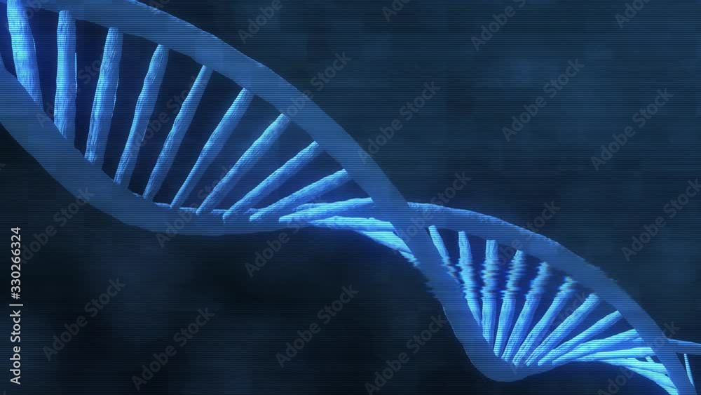 3D animation of abstract DNA on dark backdrop assemble. Conceptual ...