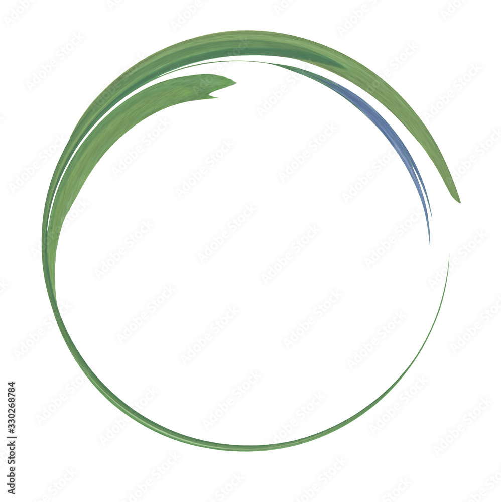 Watercolor decorative round green floral frame. Logo style Stock ...