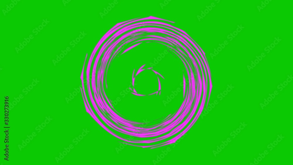 Two colored and overlapping spiral-shaped graphic objects, which rotate ...