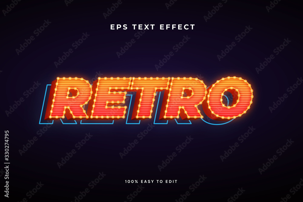 3d Retro with light bulb text effect Stock Vector | Adobe Stock